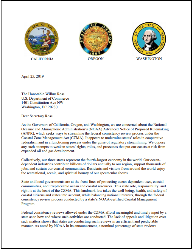 CA Co-authors Opposition Letter to Proposed Federal CZMA Rulemaking ...